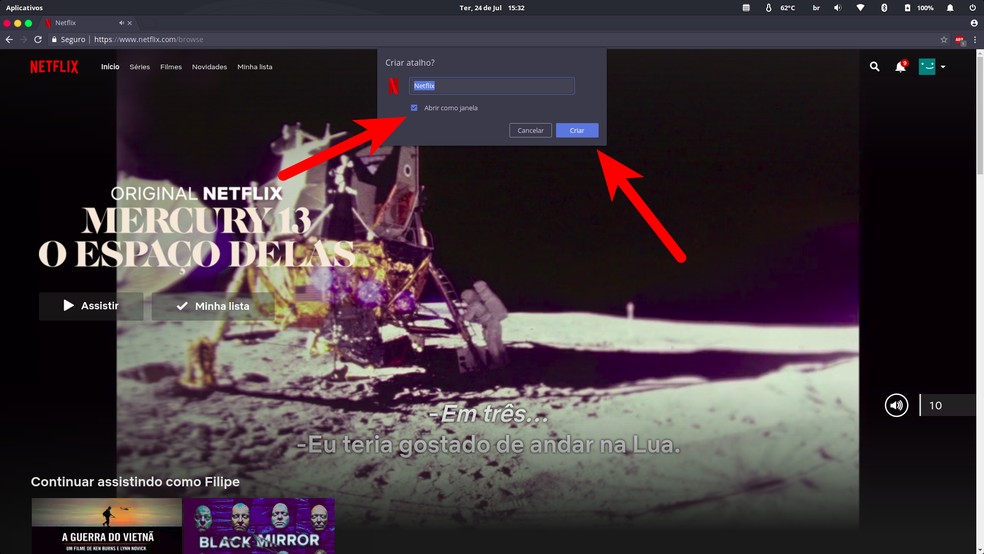 Como criar atalho da Netflix no Linux com o Chrome