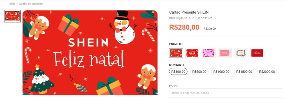 Cartão presente da Shein: saiba tudo sobre o gift card da loja