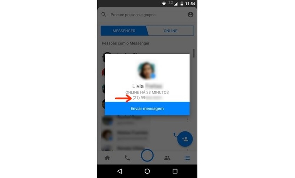 Como descobrir o número de telefone de um contato no Messenger
