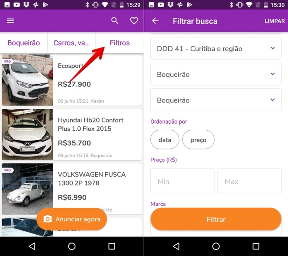 Carros usados e novos: como fazer a busca pela OLX no celular