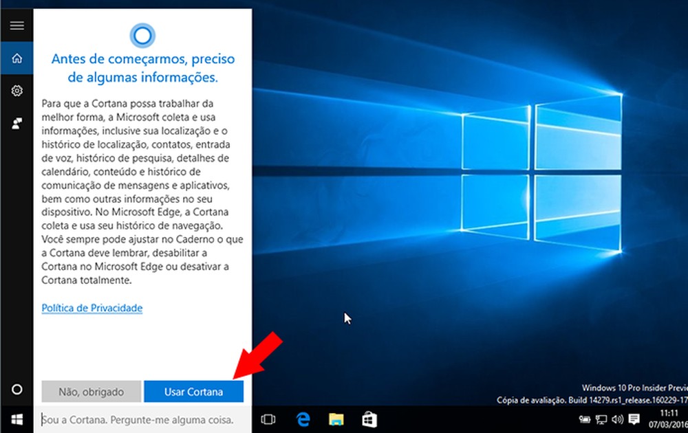 Como usar a Cortana em português no PC