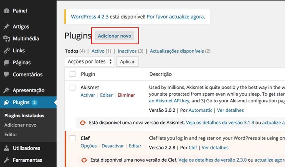 Como instalar plugins em blogs WordPress