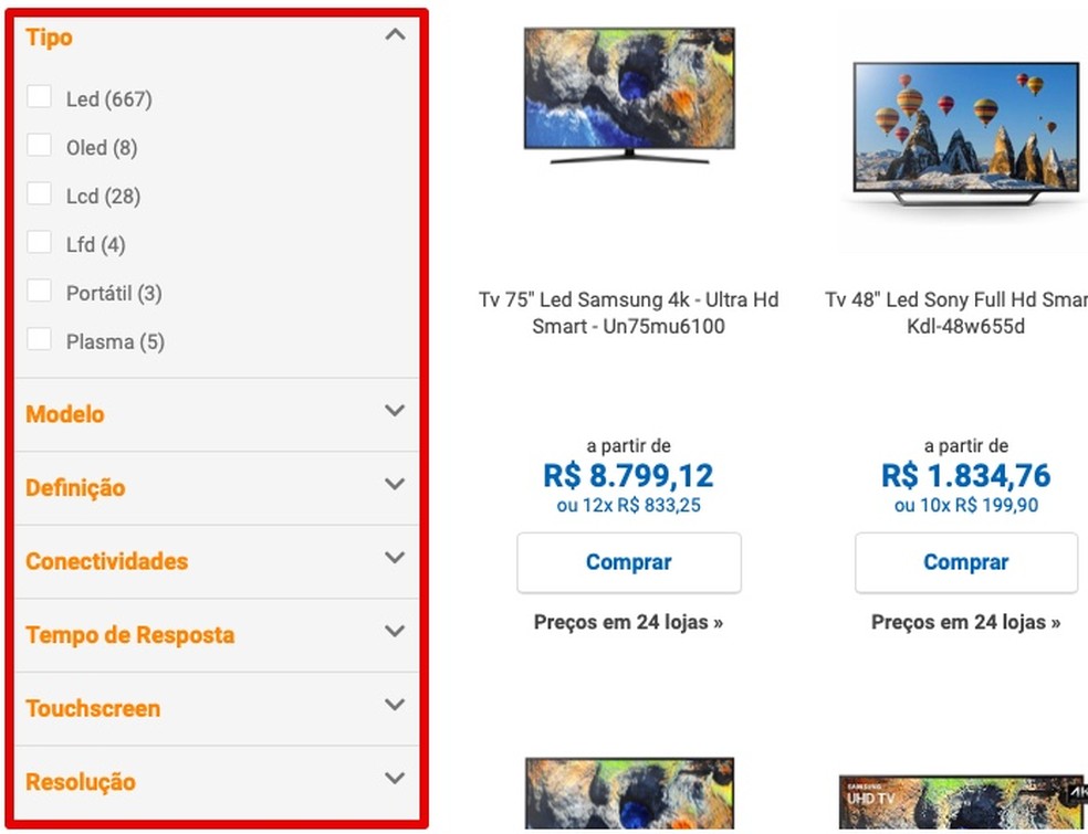 Como encontrar smart TV mais barata com o Compare TechTudo