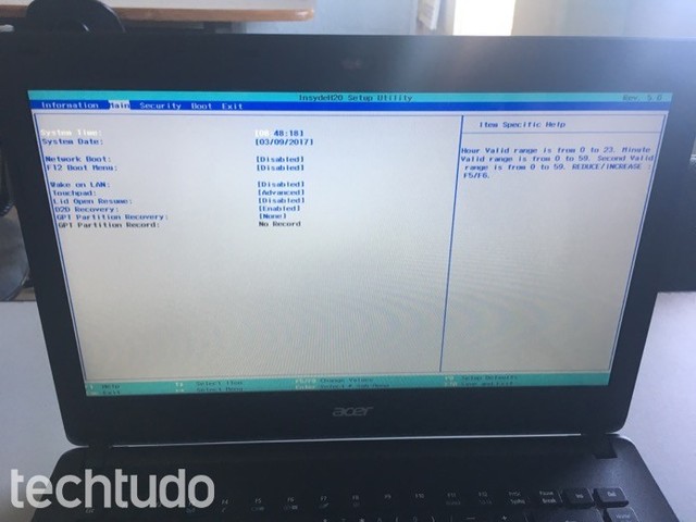 Como entrar na BIOS de um notebook Acer
