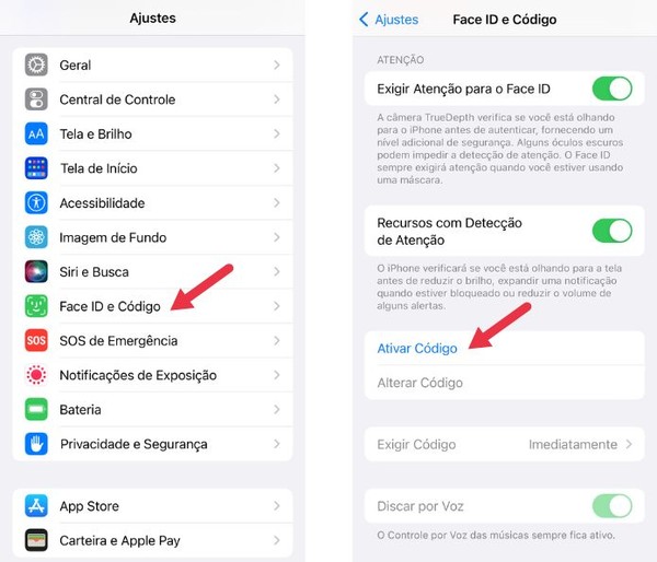 Como colocar senha no iPhone (iOS) por código, Touch ID ou Face ID