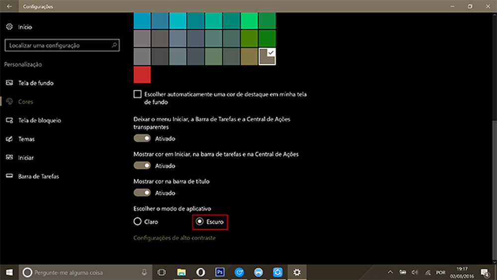 Como usar o tema escuro no Windows 10 Anniversary Update