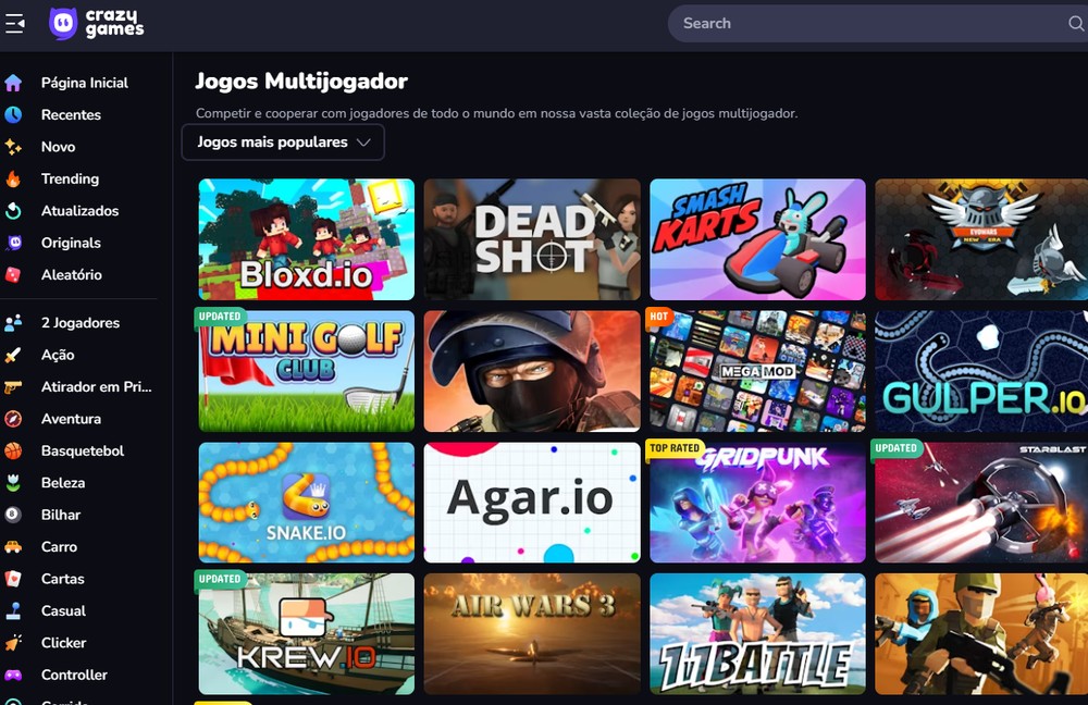 Crazy Games conheça site para jogar Minecraft, bloxd.io e mais de graça