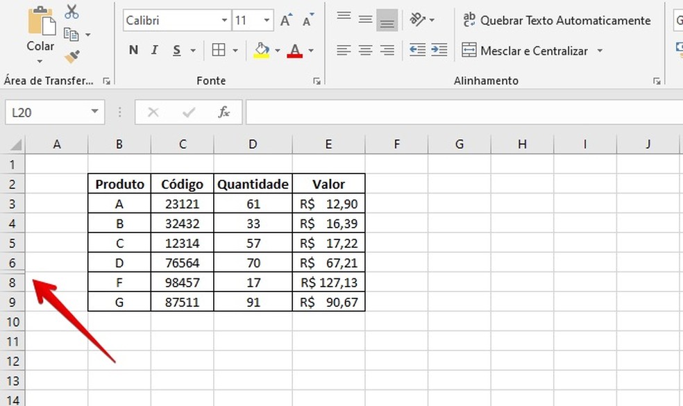 Como ocultar e reexibir linhas no Excel