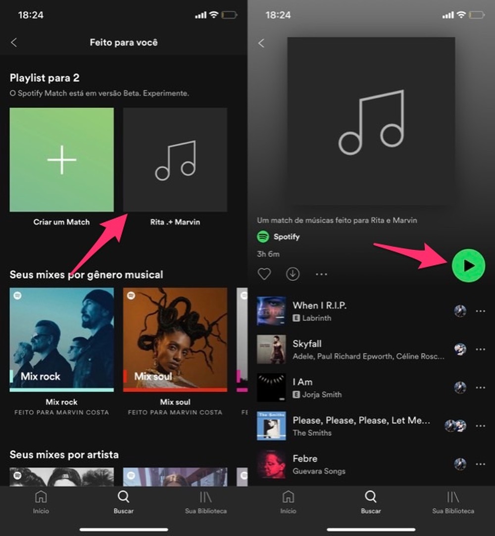 Como fazer match no Spotify