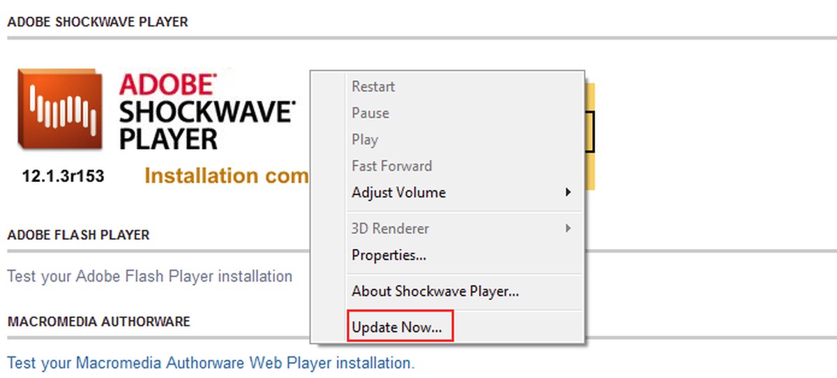 Como atualizar o plugin Adobe Shockwave