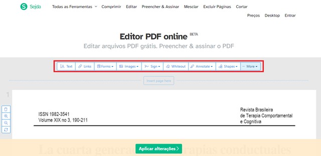 Como editar PDF grátis com Sejda