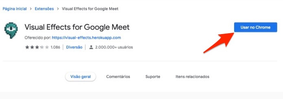Visual Effects for Google Meet: como instalar e usar a extensão no Chrome