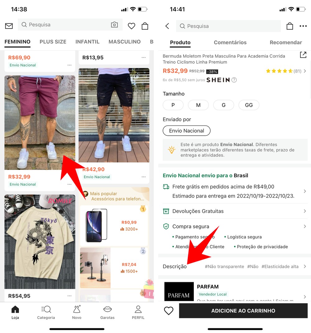 Como pesquisar por ID na Shein