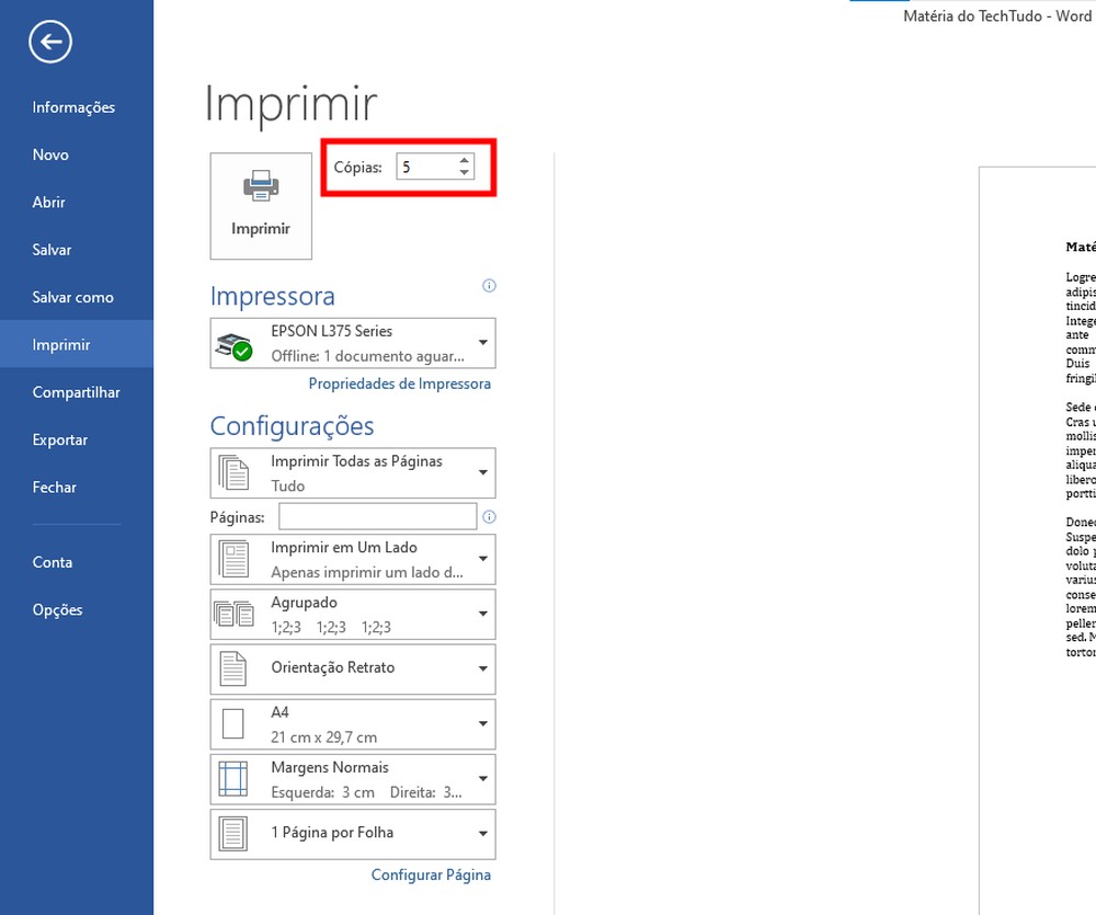 Como imprimir no Word