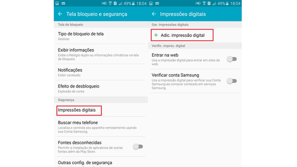Como configurar o leitor de digitais no Galaxy A7 2016