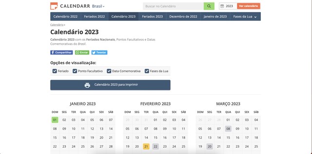 Feriados em 2023: calendários online mostram datas comemorativas; veja