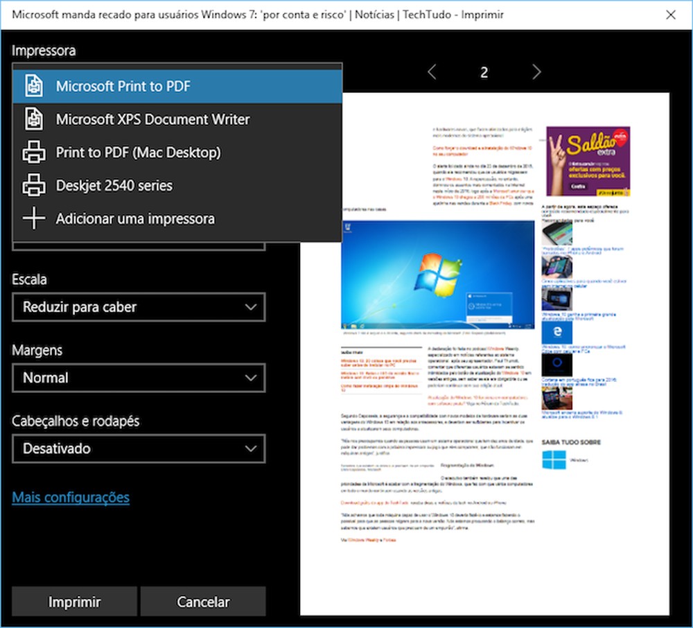 Como imprimir em PDF no Windows 10