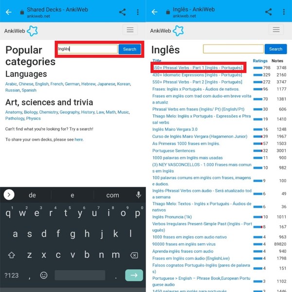 Como usar o app Ankidroid para fazer flashcards online