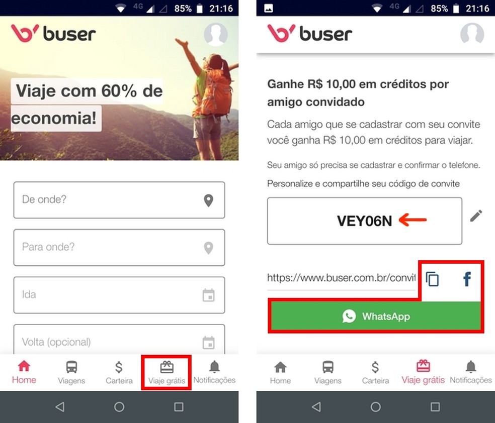 Como enviar seu código Buser e ganhar desconto em viagens de ônibus