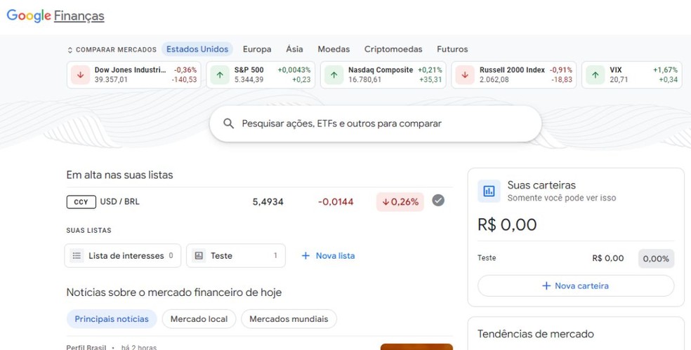 Google Finance: o que é e como usar página de investimentos
