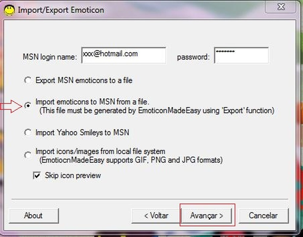 Como transferir meus emoticons do MSN de um computador para o outro