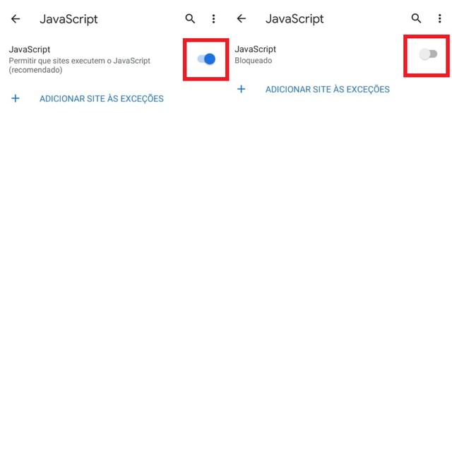 Como ativar o JavaScript no celular com o Chrome