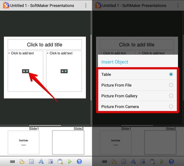 Como fazer slide no celular com o app FreeOffice Presentations