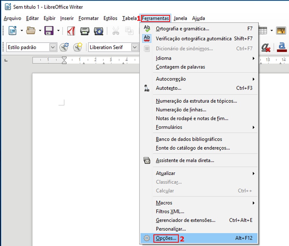 Como salvar arquivos em docx no LibreOffice