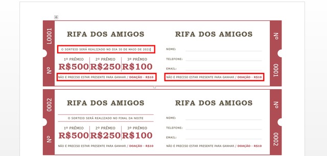 Como fazer rifa no Word