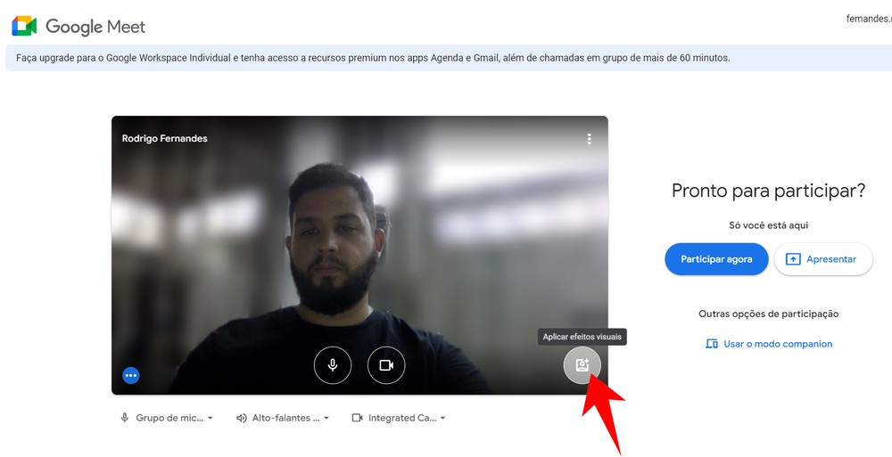 Como colocar fundo no Google Meet pelo computador