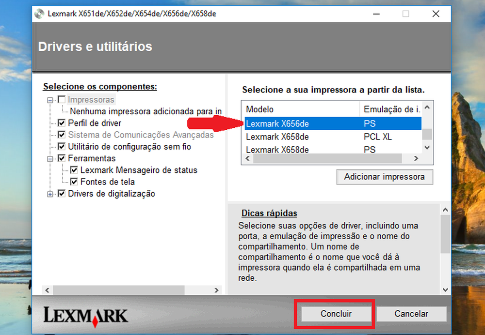 Como baixar e instalar o driver da impressora Lexmark X656de