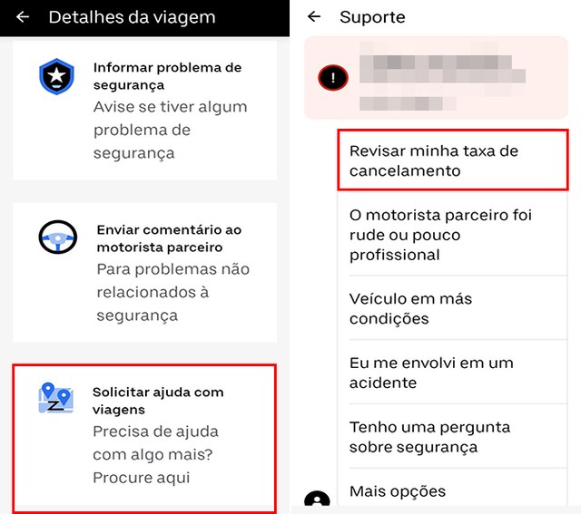 Como pedir reembolso no Uber