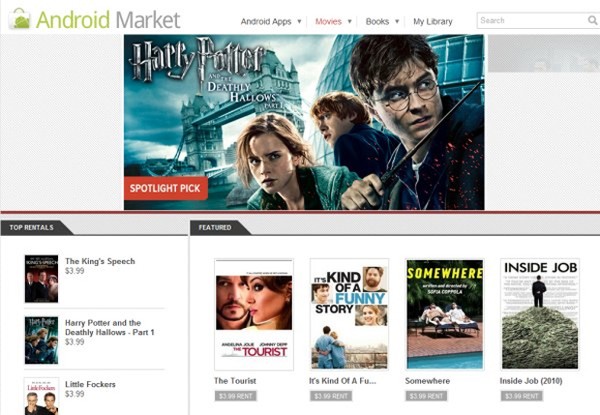 Google anuncia milhares de filmes para alugar via Android Market