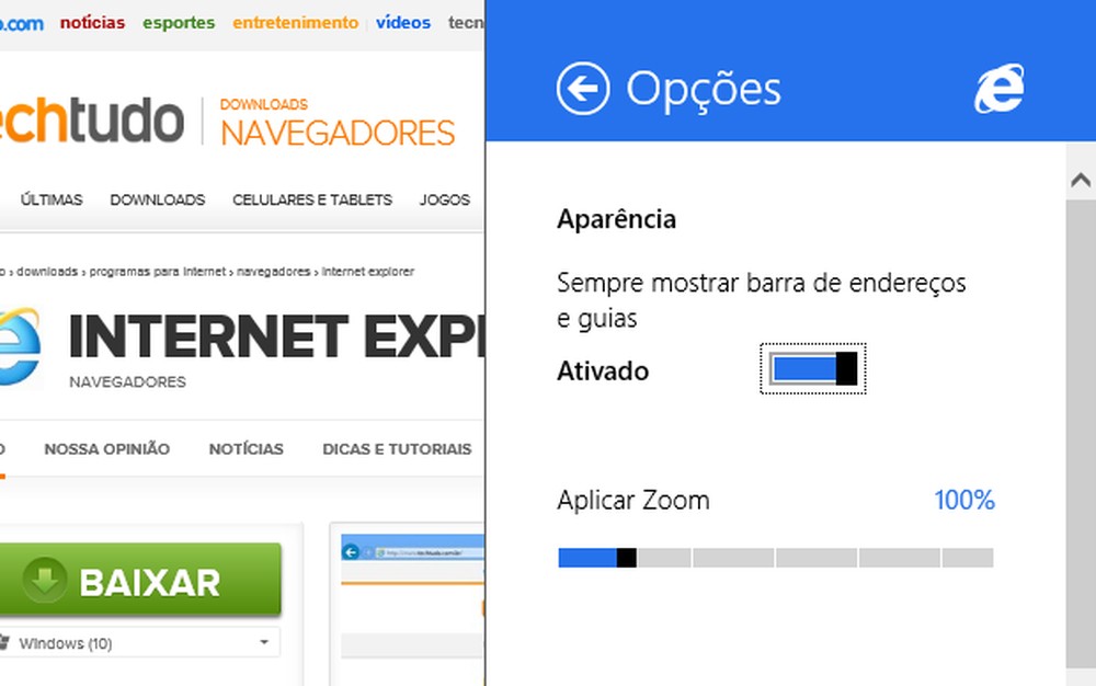 Como deixar visível a barra de abas e de endereço no Internet Explorer 11