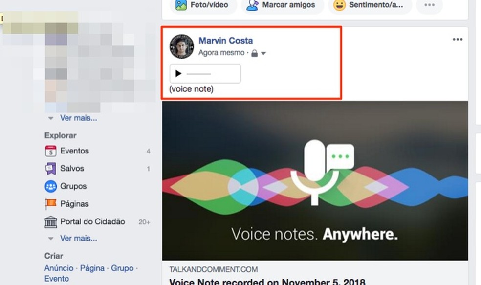 Como criar notas de voz para postar áudio no Facebook