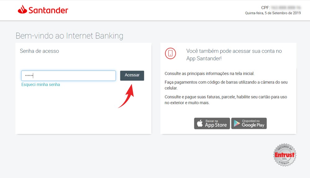 Como consultar saldo da conta no Santander