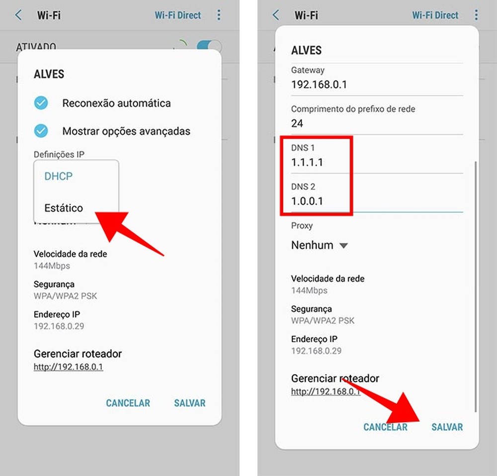 Como usar o DNS da Cloudflare no celular