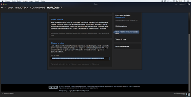 Como pegar um Steam Trade Link para troca de itens na plataforma