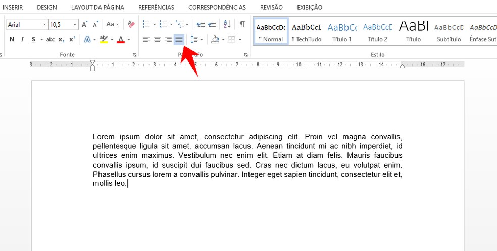 Como alinhar um texto no Word
