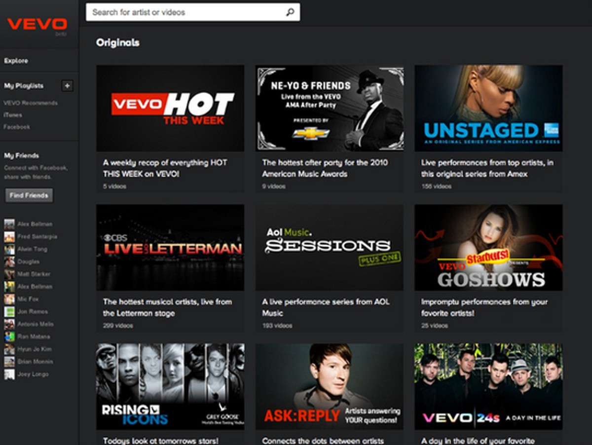 VEVO lança nova versão, com playlists para Facebook, anúncios e muito mais