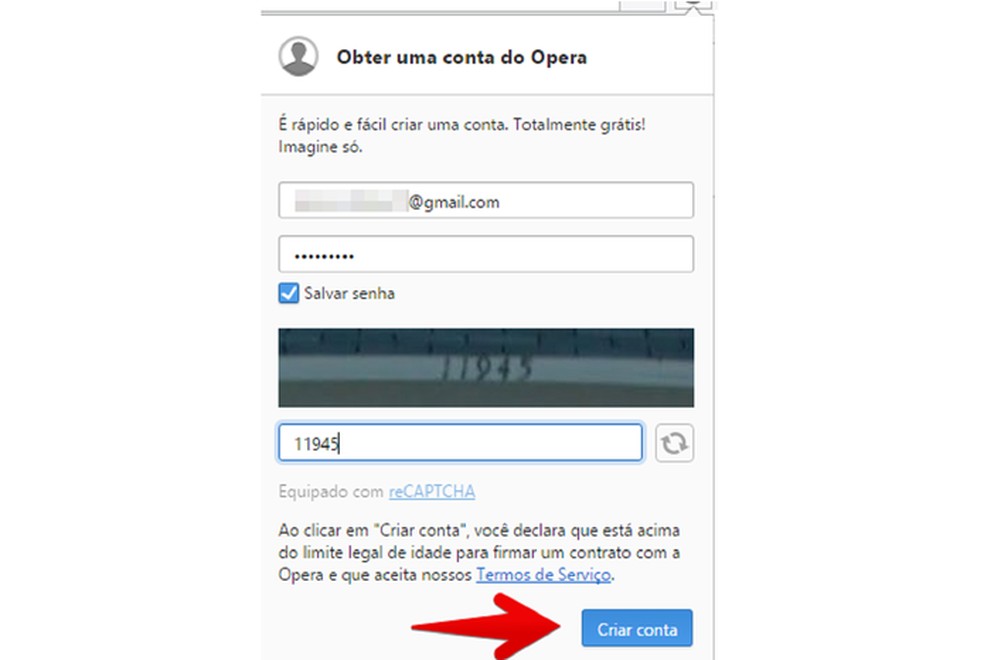 Como criar uma conta no Opera, fazer login e sincronizar informações