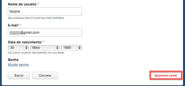 Como deletar uma conta no Ask.fm