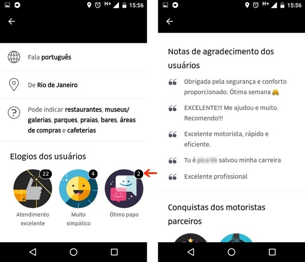 Como checar o perfil completo do motorista da Uber