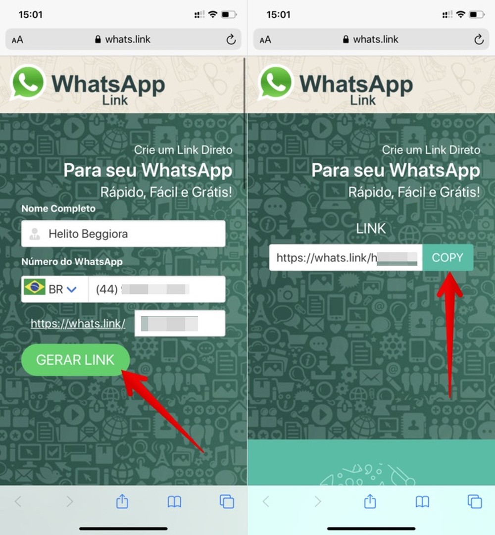 Como criar um link direto para seu número do WhatsApp com whats.link