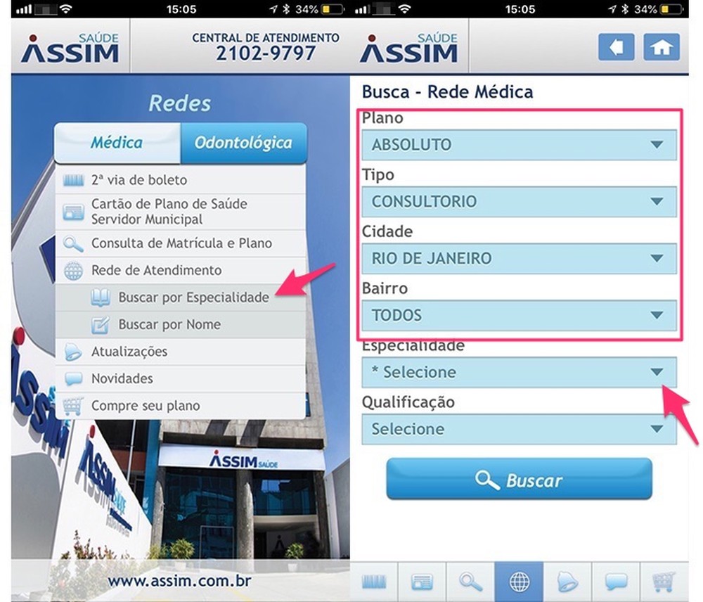 Como encontrar médico da Assim Saúde pelo celular