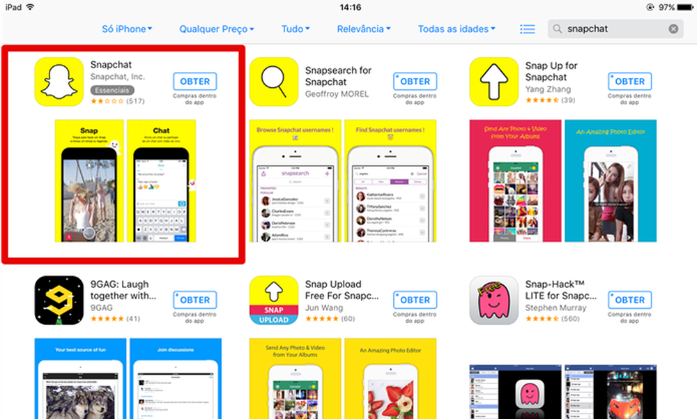 Como usar Snapchat no tablet