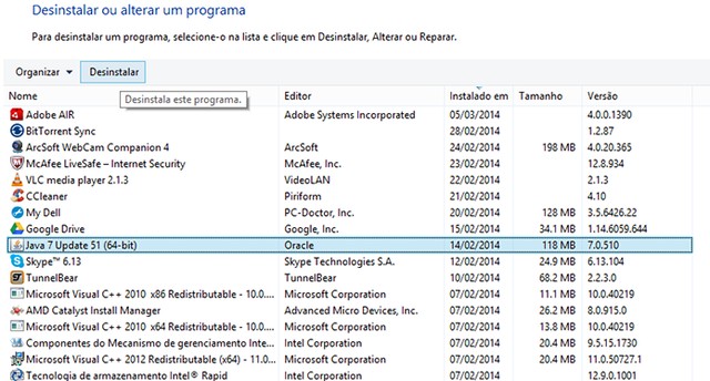 Como corrigir erro de Java no computador