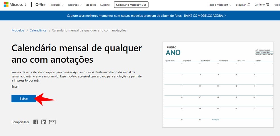 Calendário no Excel: como personalizar modelo editável em qualquer ano