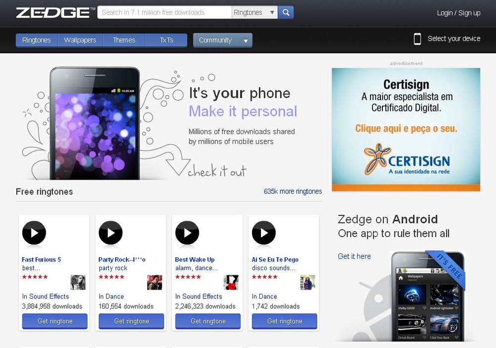 Apps Store: Mobile9, GetJar, OwnSkin e Zedge