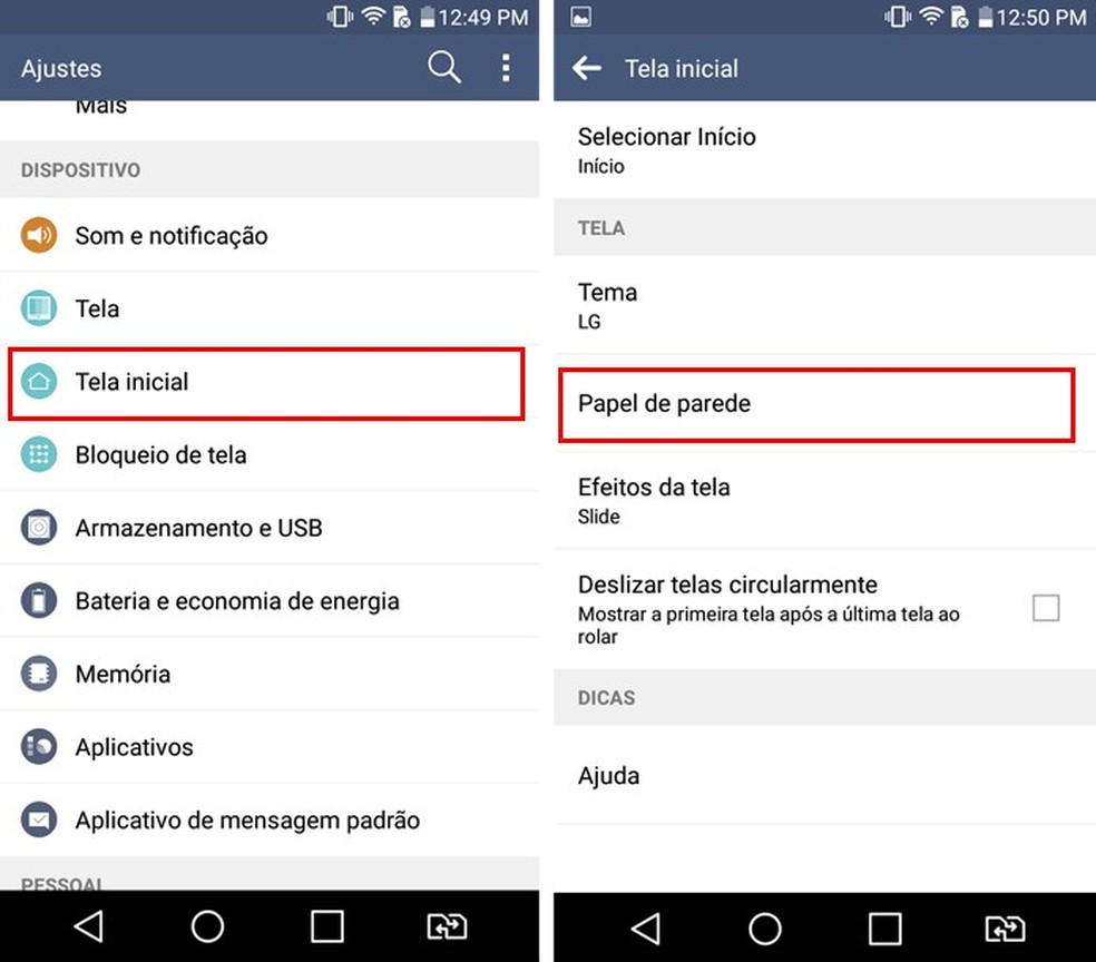 LG K10: como trocar o papel de parede